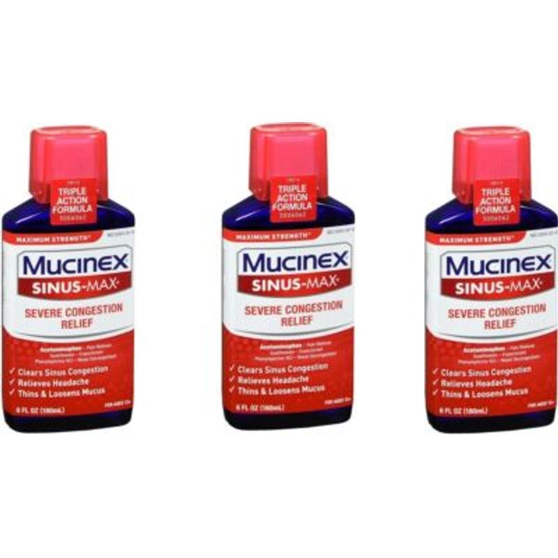 Mucinex Sinus-Max Severe Congestion Relief Liquid 6oz (3 Pack) - Online ...