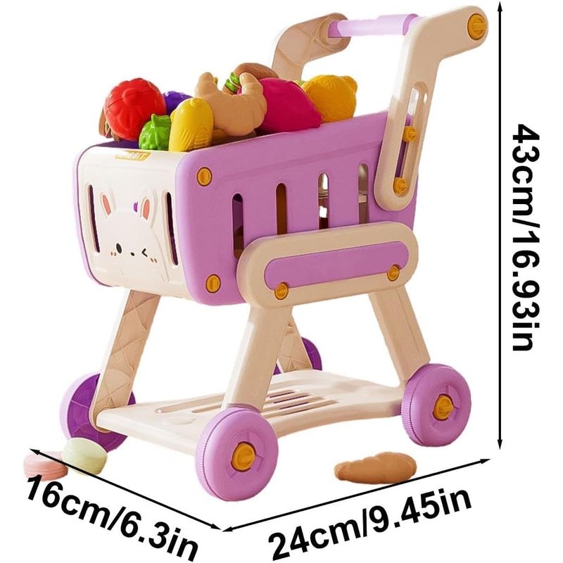 LIVIA Shopping Cart Toy, Pretend Play, Kitchen Toys, Fruits, Vegetables ...