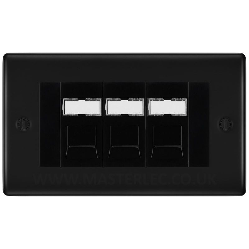 Matt Black Triple 3 Gang RJ45 Data Socket Black Inserts NFBRJ453 ...
