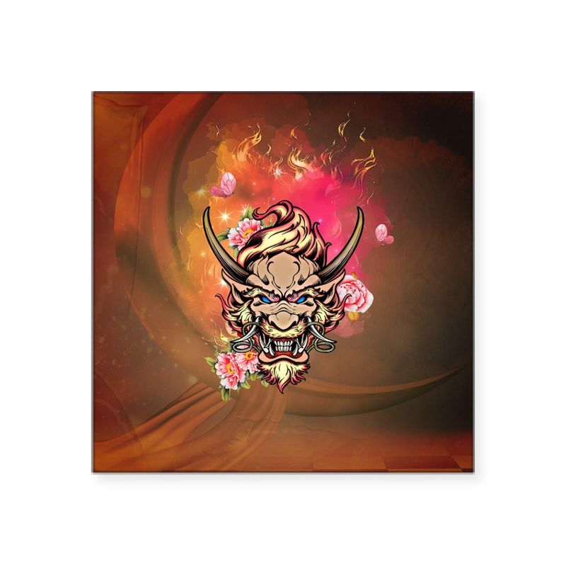 CafePress Angry Dragon Face Sticker Square Bumper Sticker Car Decal ...