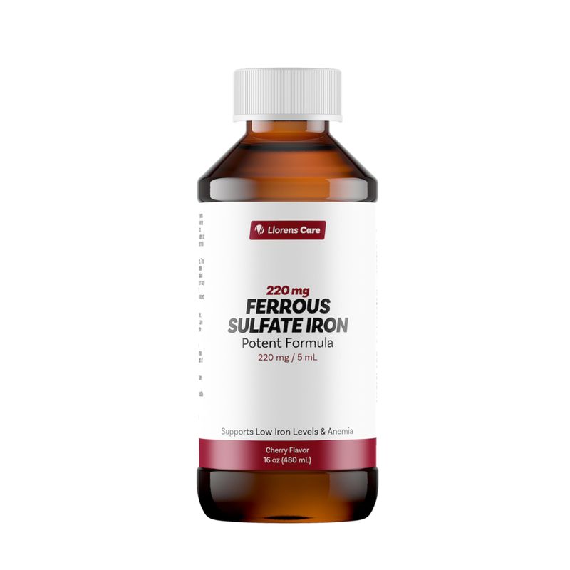 Ferrous Sulfate Liquid Iron Supplement for Adults by Llorens Care - 220 ...