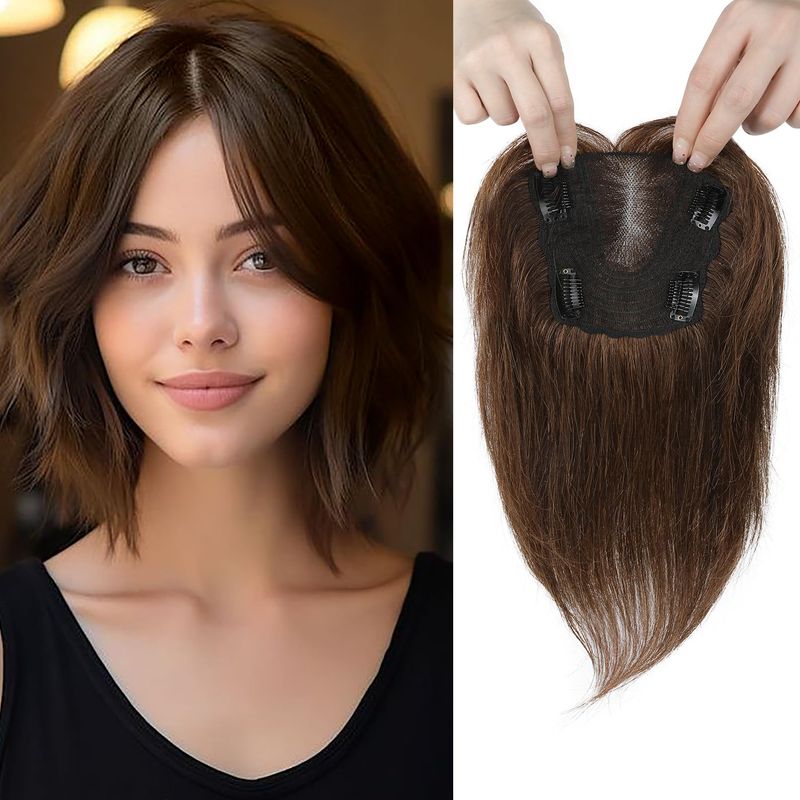 REECHO Real Human Hair Topper, 10 inch Women Hair Toppers for Thinning ...