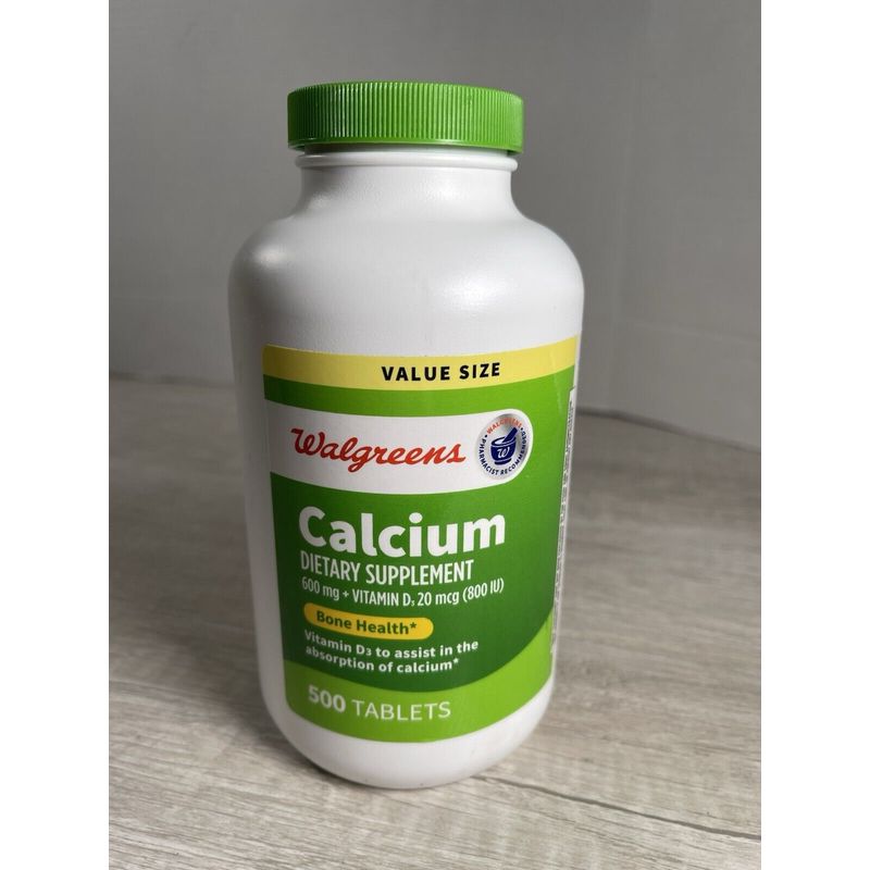 Walgreens Calcium with Vitamin D3 Bone Health 600mg 500 Tablets EXP 05/ ...