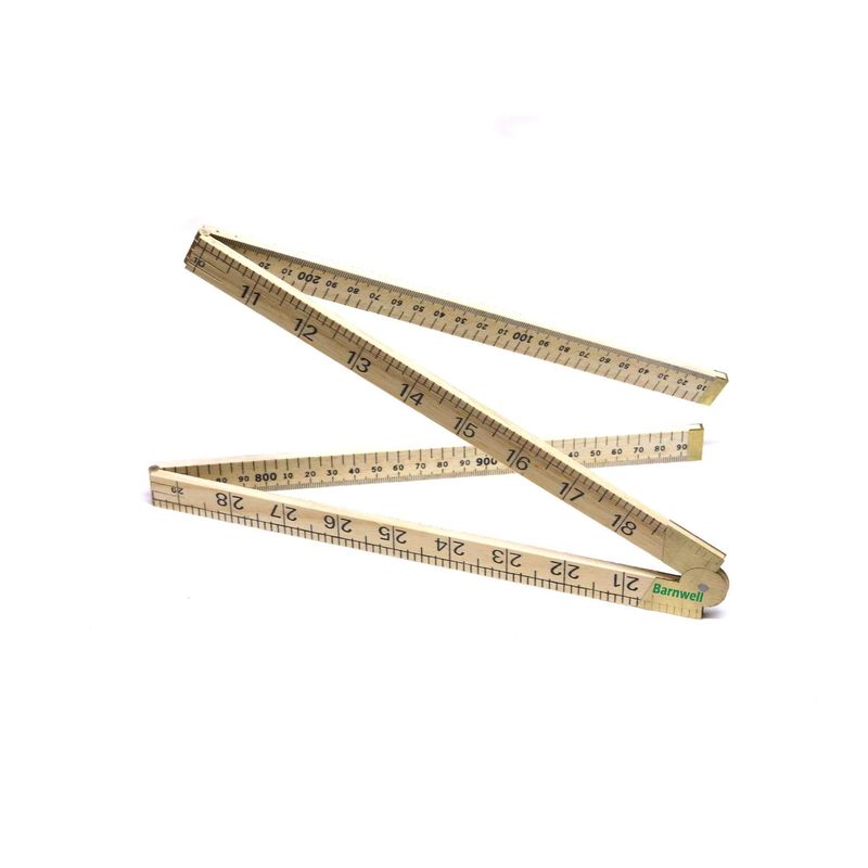 Barnwell 1 Metre 1m 39" Wooden Folding Ruler Metric and Imperial Brass ...