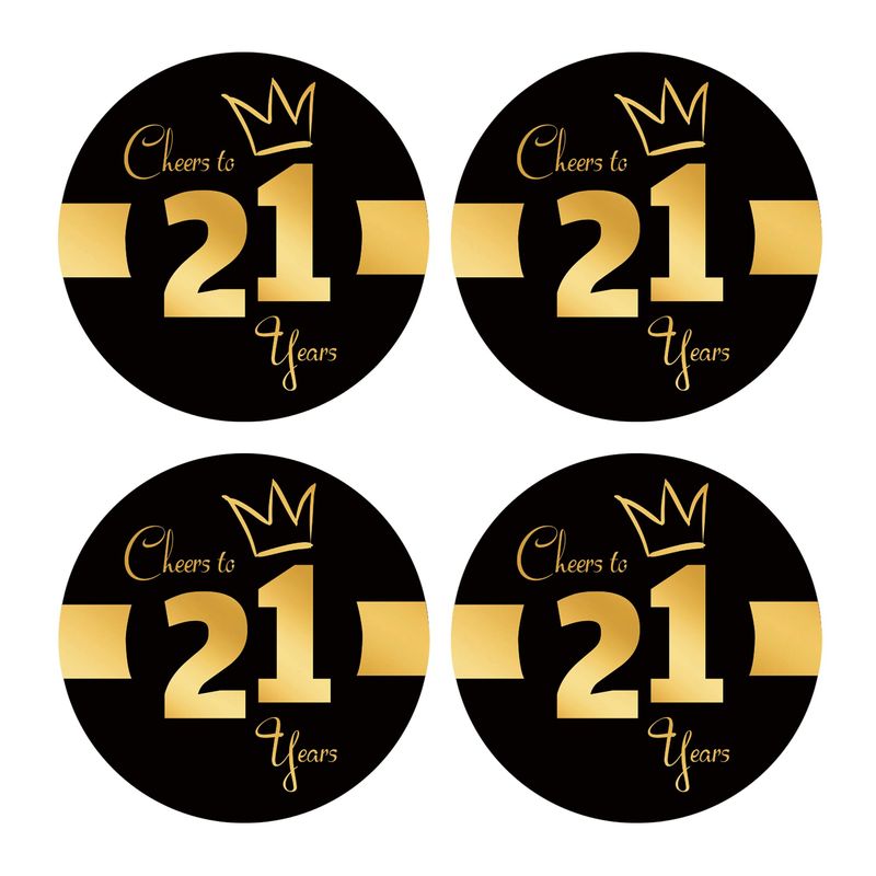 Sumerk 48 PCS Black and Gold 21st Birthday Stickers 2 Inches Round ...