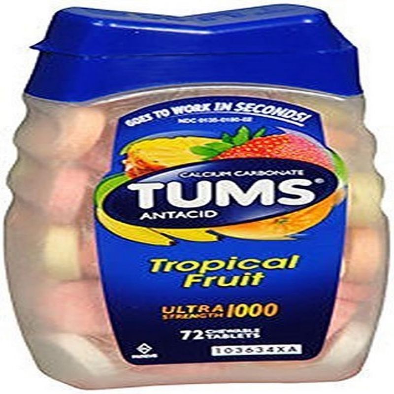 Tums Ultra 1000 Maximum Strength Tropical Fruit - 72 Chewable Tablets ...