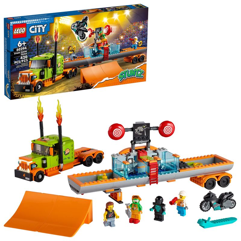 LEGO City Stunt Show Truck 60294 Building Toy Set with Launch Ramps and ...