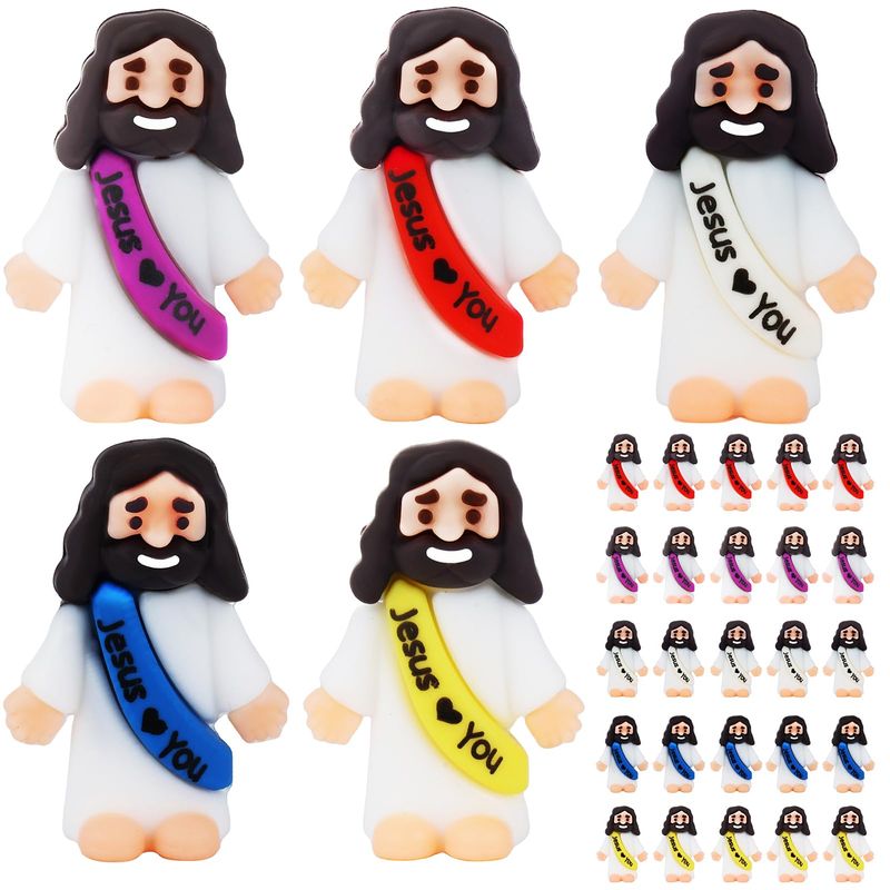 URSKYTOUS 25pcs Mini Jesus Figurine Bulk Tiny Religious Doll to Hide ...