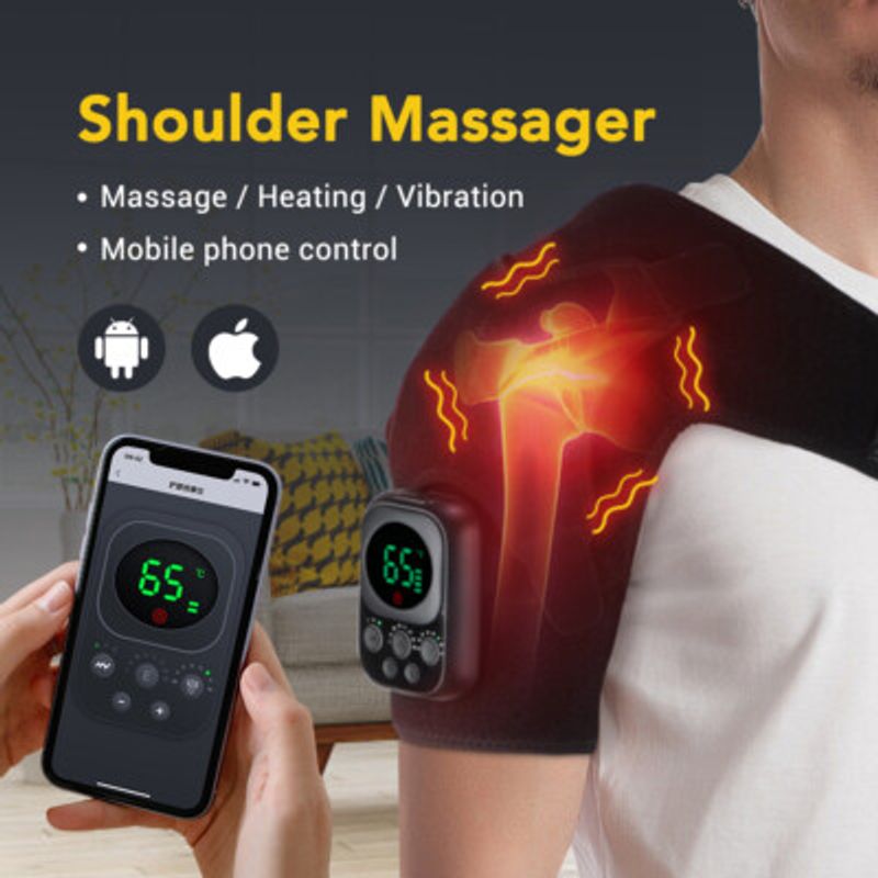Heated Vibration Shoulder Brace Support Rotator Cuff Relief Joint Pain ...