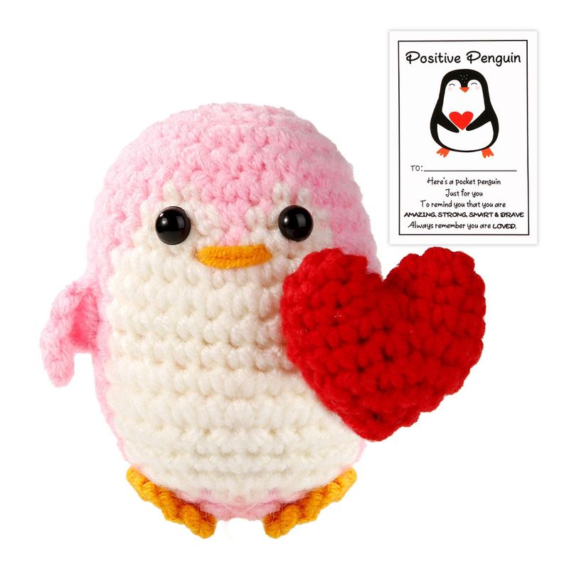 lasuroa Mini Funny Positive Penguin, 2.6 Inch Knitted Hug Toy with ...
