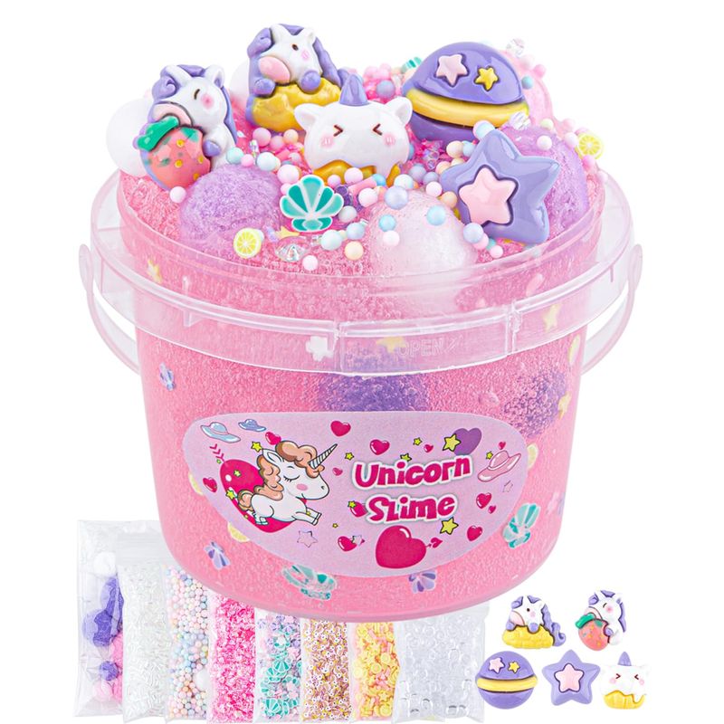10 FL OZ Unicorn Slime Kit, Pink Clear Slime Bucket, Slime Party Favors ...