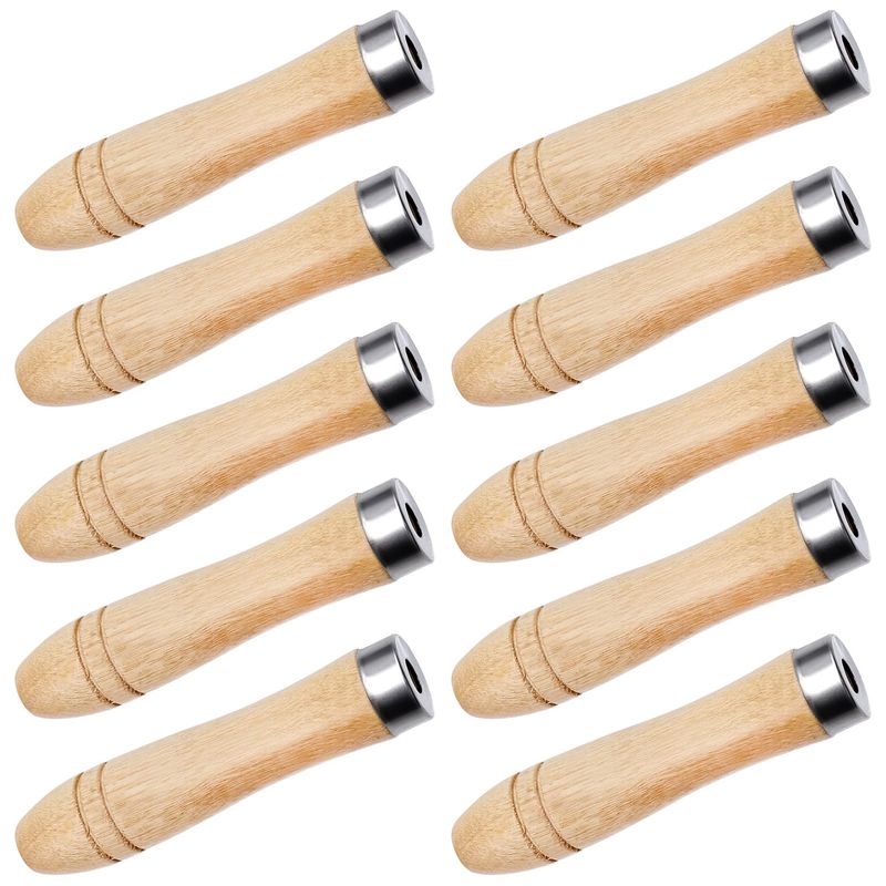 10Pcs Wooden File Handle, Safety File Handle with Metal Safety Ring for ...