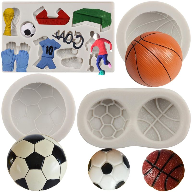 Sijiangmold Football Silicone Mold Basketball Fondant Mold Football ...