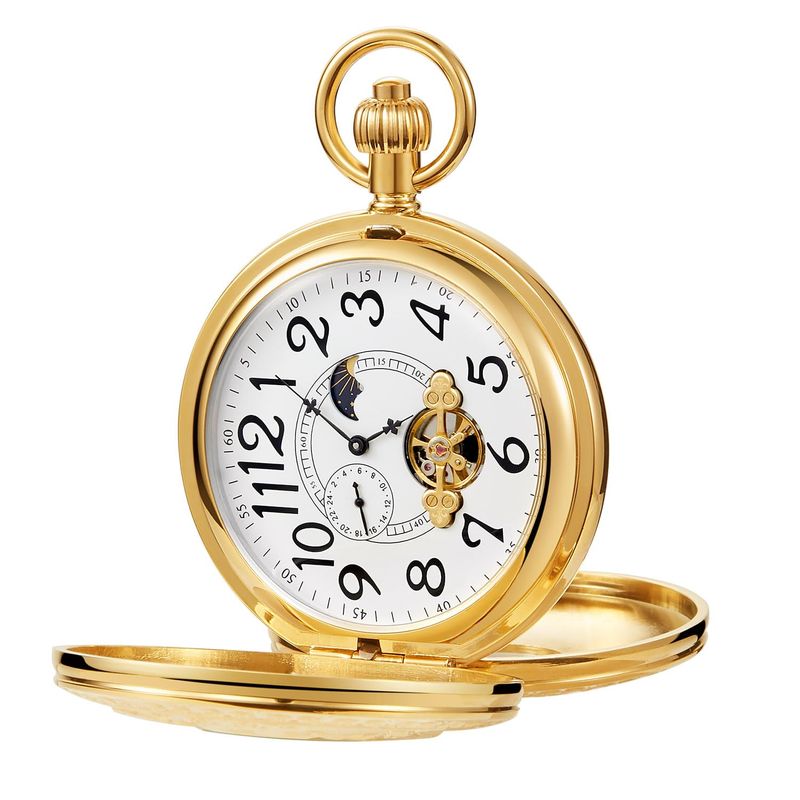 Tiong Hollow Double Gold Arabic Numerals Digital Moon Dial Steampunk ...