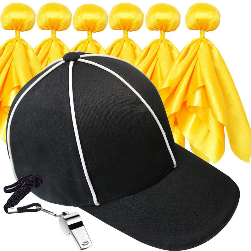 6 Penalty Flag Football Flags, 1 Referee Hat Black with White, 1 ...