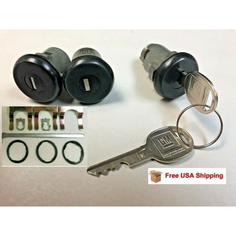 For 1969-1972 Chevelle Door & Trunk Lock set with GM Keys- Black Finish ...