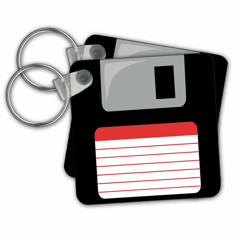 set of 4 Key Chains - Retro 90s computer black floppy disk graphic ...