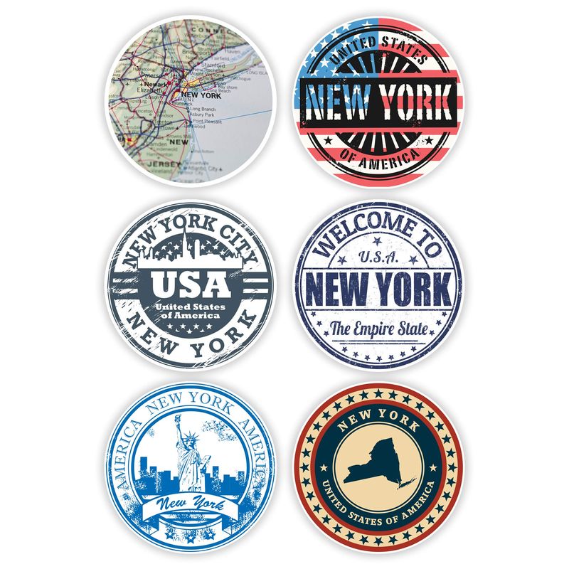 6 x New York Vinyl Stickers 8cm - Laptop Travel Sticker Luggage #0001 ...