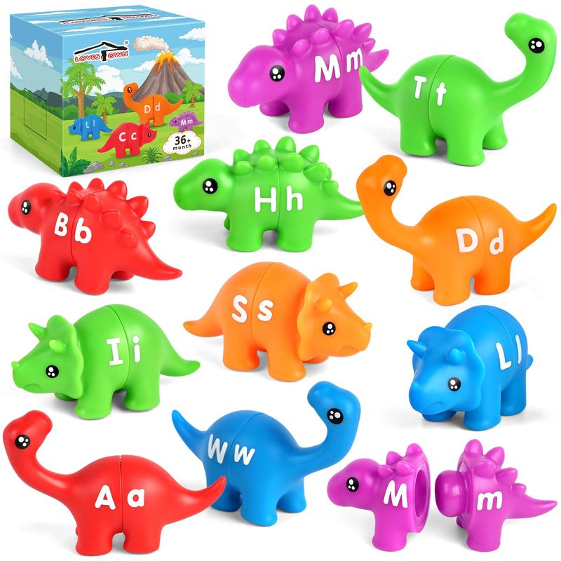 LovesTown 13PCS Dinosaur Alphabet Match Game, Dinosaur Lowercase ...