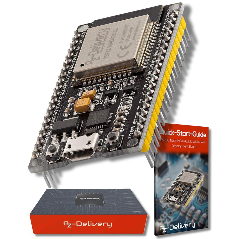 AZDelivery ESP32-DevKitC NodeMCU WiFi WLAN CP2102 ESP32-WROOM-32D IoT 2-In-1 Microcontroller ...