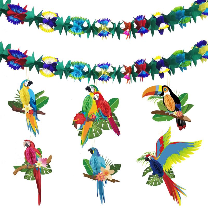 DUGYIRS 6 Pieces Tropical Birds Honeycomb Paper Cutouts and 2 Pieces ...