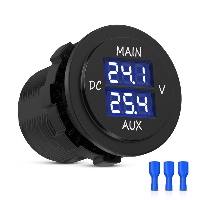MICTUNING LED Digital Double Voltmeter, Round Panel Voltage Monitor ...