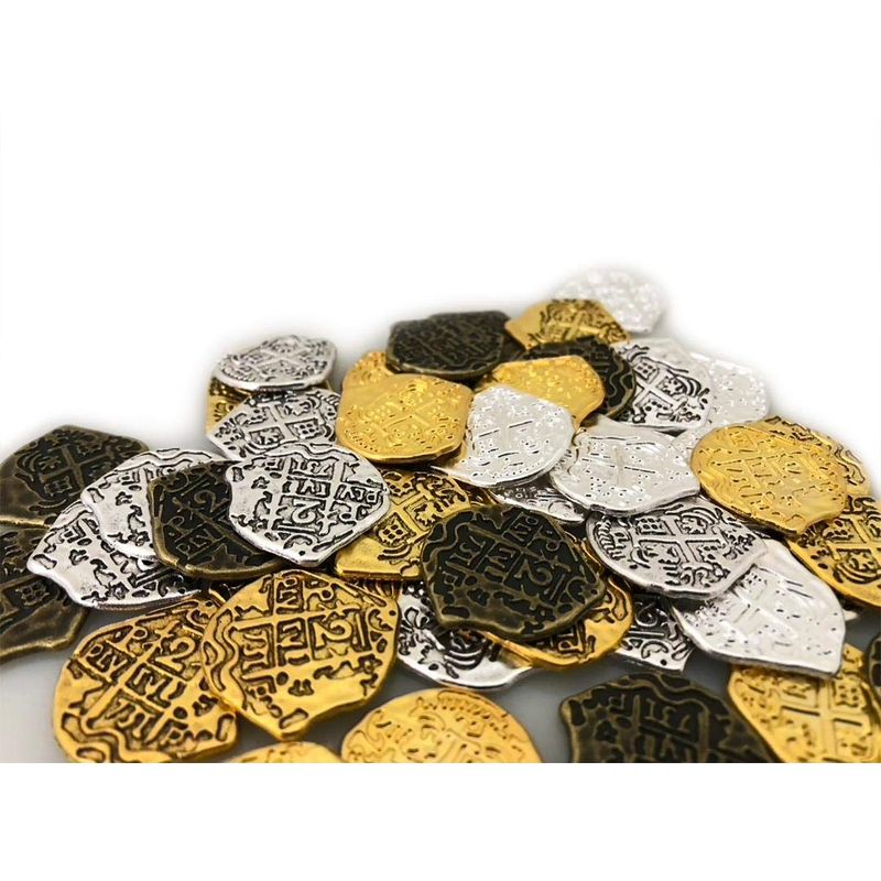 Seven Seas Pirates Toy Metal Gold and Silver Treasure Doubloon Coins ...