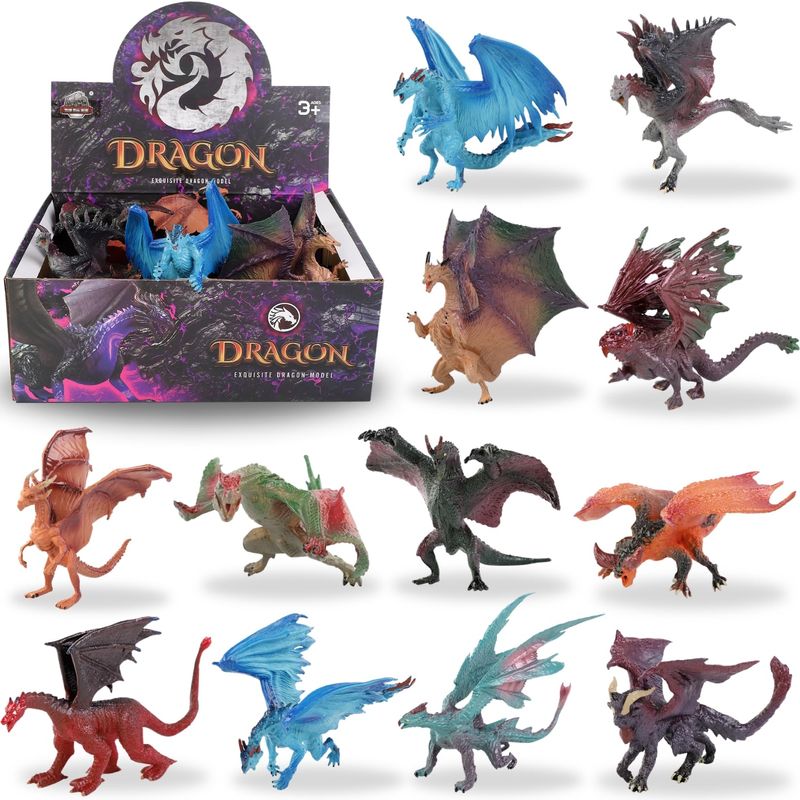 Liberty Imports 12 Pack Mythical Dragon Action Toy Figures, Realistic ...