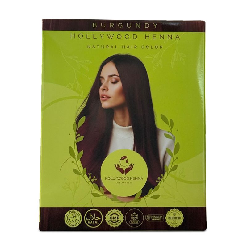 Hollywood Henna Hair Color (Burgundy) Organic Color Hair Beard Dye ...