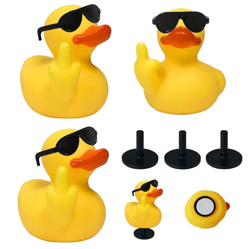 AOT 3pcs Middle Finger Duck,Unique Rubber Ducks, Jeep Rubber Ducks with ...
