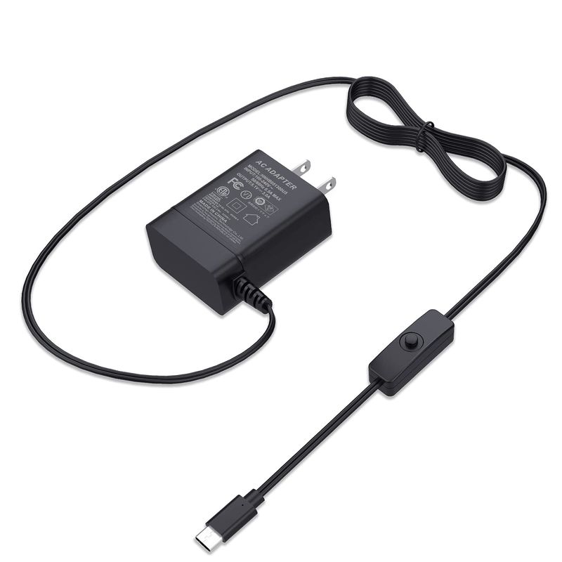 Miuzei Raspberry Pi 4 Power Supply, USB-C (Type C) Cable 5.1V 3A with ...