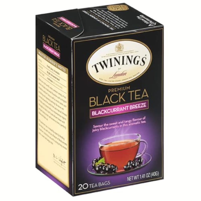 Twinings of London Premium Blackcurrant Breeze Black Tea, Strong and ...