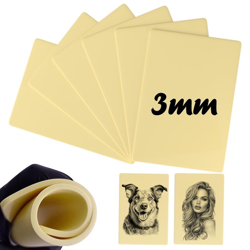 3mm Tattoo Practice Skin, 6Pcs 12x8" 3mm Thick Silicone Fake Skin Blank ...