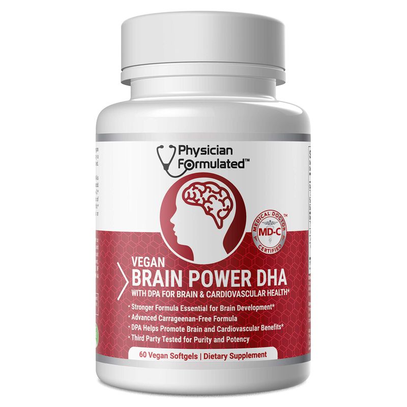 Physician Formulated Vegan DHA for Brain and Prenatal 100% Algae Based ...