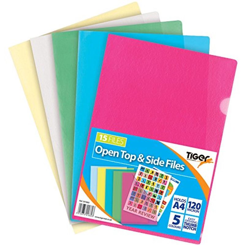 A4 Plastic Open Top & Side Bright Colour Report File Project Cover ...