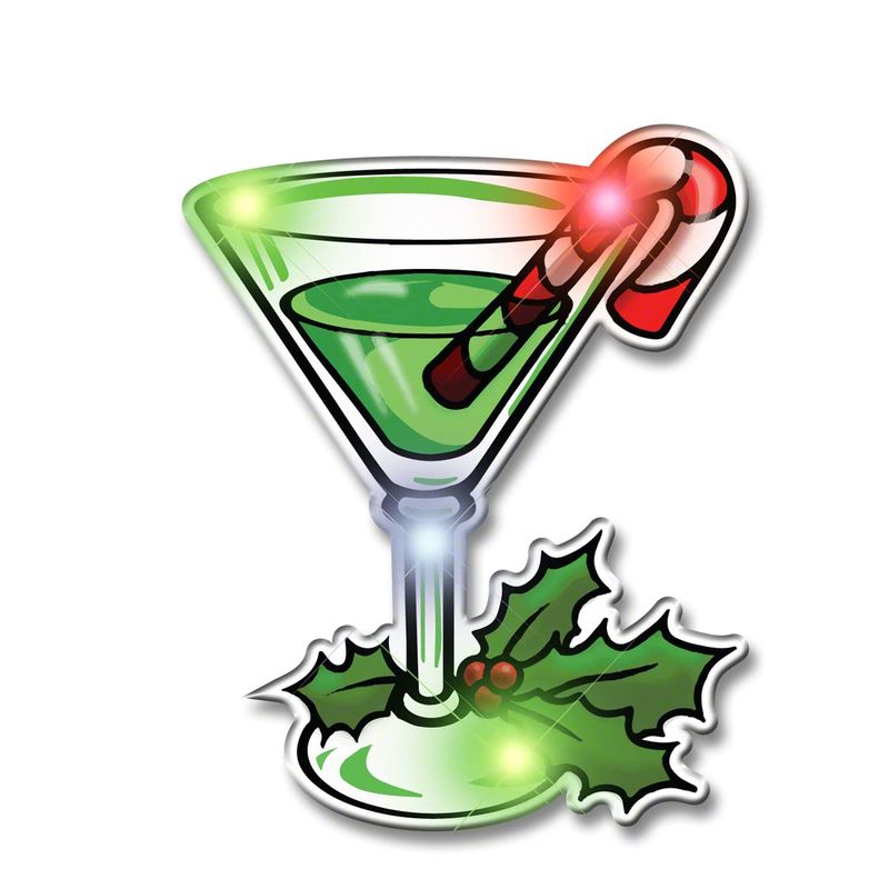 Light Up Christmas Martini Flashing Blinking LED Body Light Lapel Pins ...