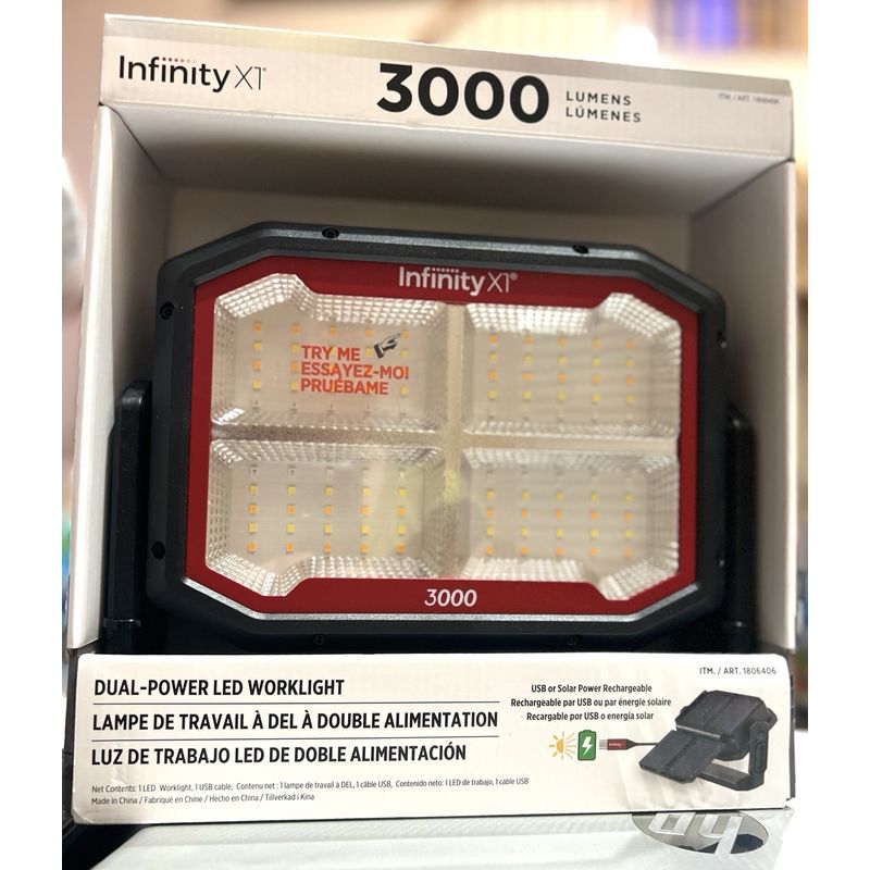 2 Pack x Infinity X1 3000 Lumen Work Light Dual Powered Solar ...