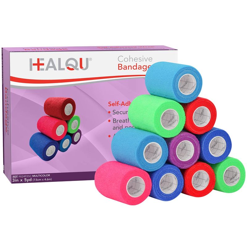 HEALQU Selbsthaftende Bandage – Selbstklebender Verband (5cm x 4,5m) 12 ...
