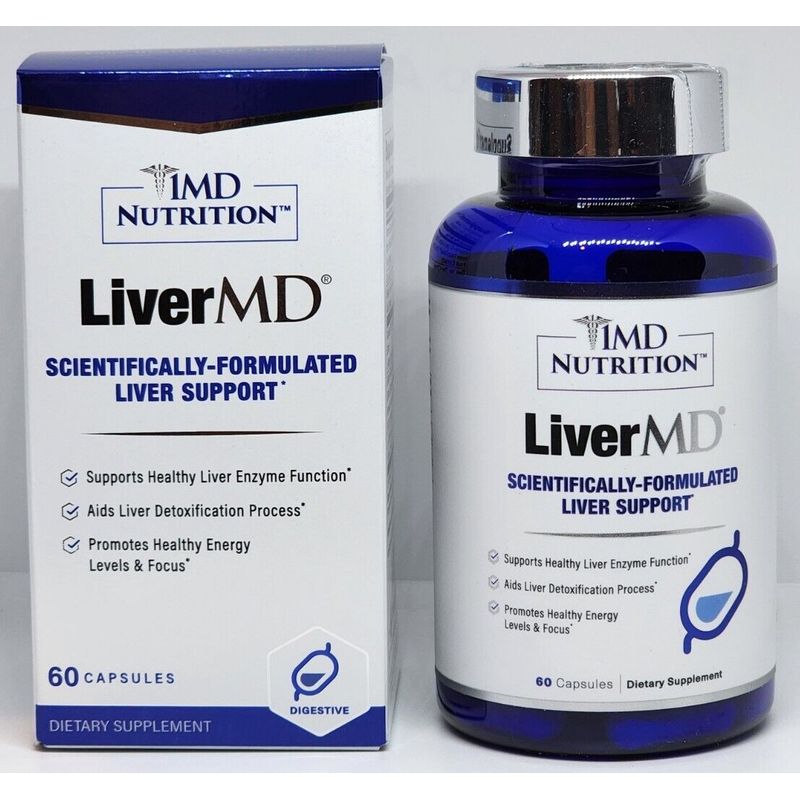 1MD LiverMD Liver Repair Support Supplement New Sealed 60 Capsules Exp ...
