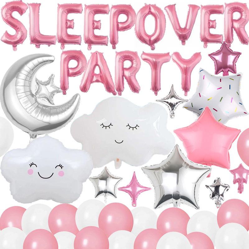 47 Pieces Sleepover Party Decoration Pink Sleepover Birthday Party ...