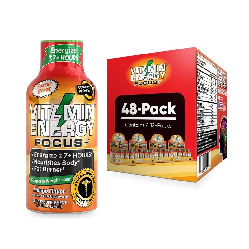 (48 Pack) Vitamin Energy® Focus+ Mango Energy Shots, Clinically Proven ...