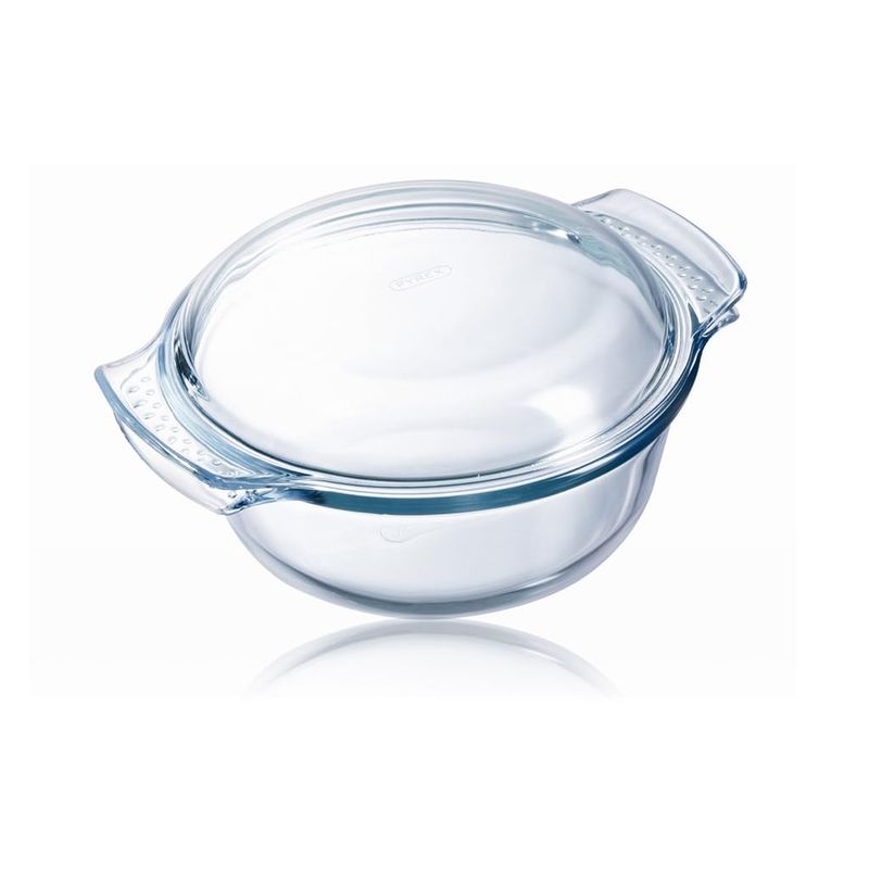 Pyrex Classic Easy Grip Glass Round Casserole Dish with Lid 4.9L ...