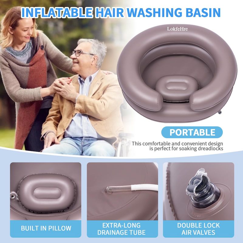 LOKFEHRE Portable Inflatable Hair Washing Basin for Bedridden - Wash ...