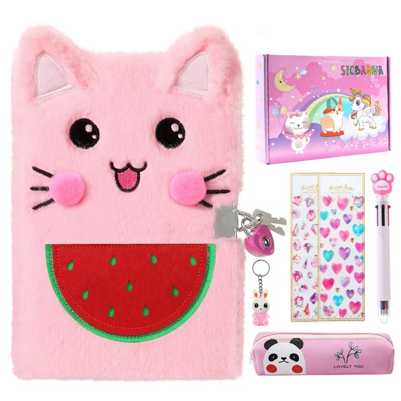 Sicbanna Cat Diary with Lock and Keys for Girls, Kids Journal School ...