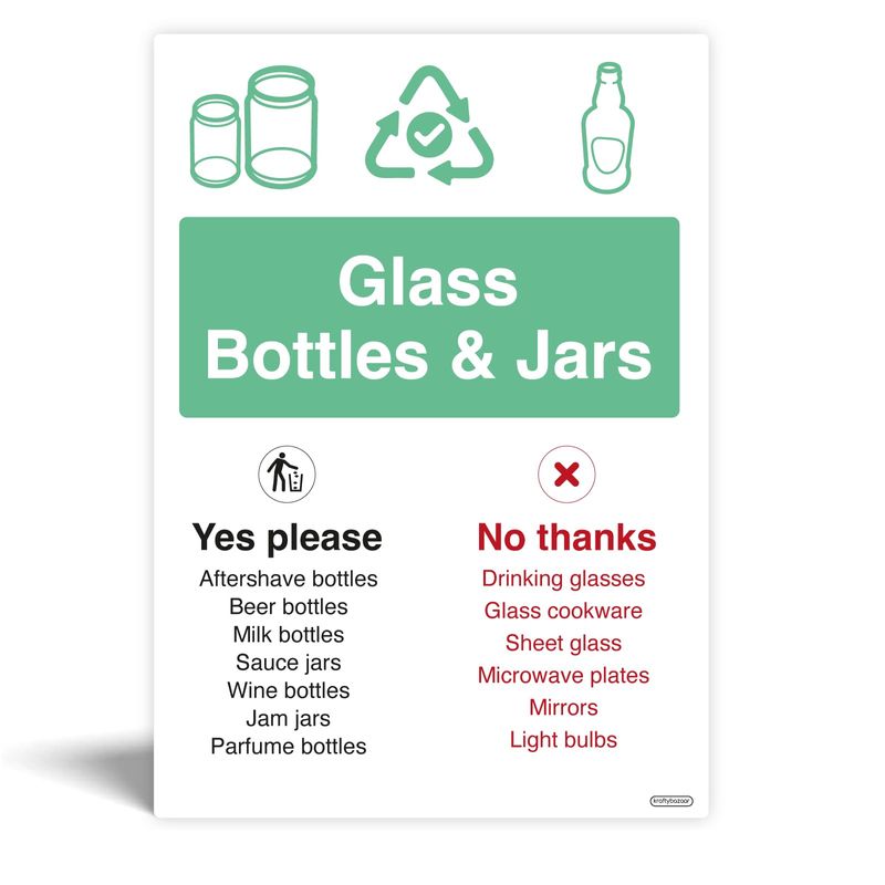 Pack of 2 Mixed glass WRAP Recycling Bin Signs - Waterproof Indoor ...
