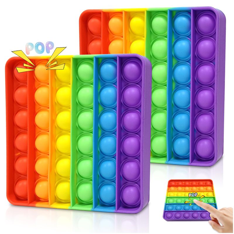 2 Pcs Rainbow Fidget Toys, Push Rainbow Poppet Sensory Fidget Toy ...