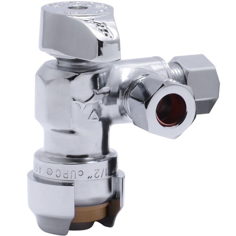 SharkBite 1/2 x 3/8 Inch Compression Dual Outlet Angle Stop Valve ...