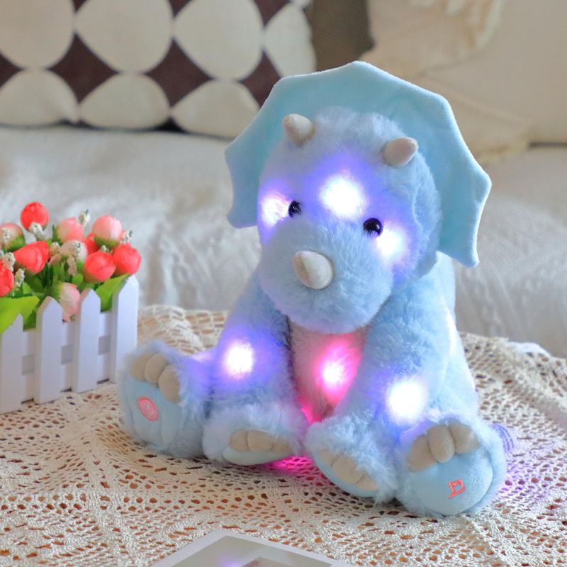 Cuteoy Blue Triceratops LED Musical Stuffed Animal Light-up Singing ...