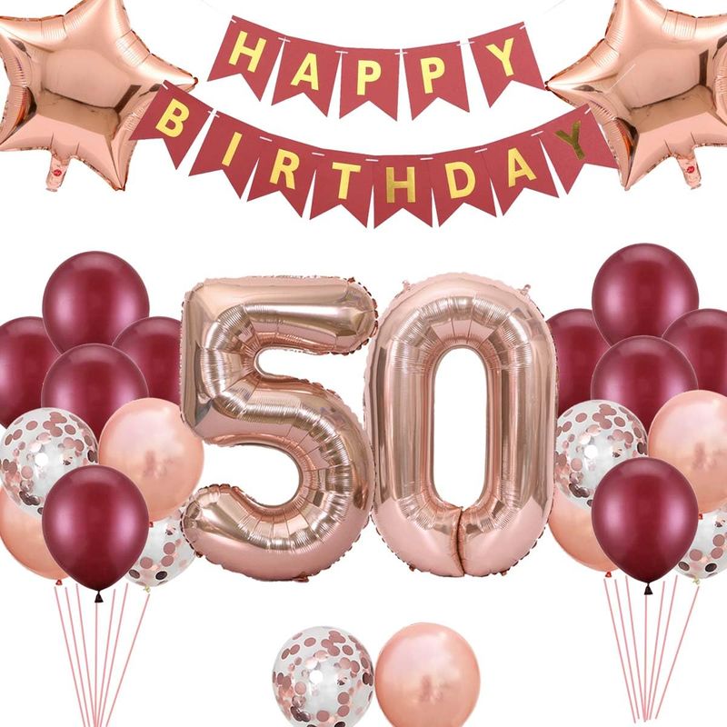 Balloon 50th Birthday Rose Gold, 50th Birthday Decoration Woman, Happy ...