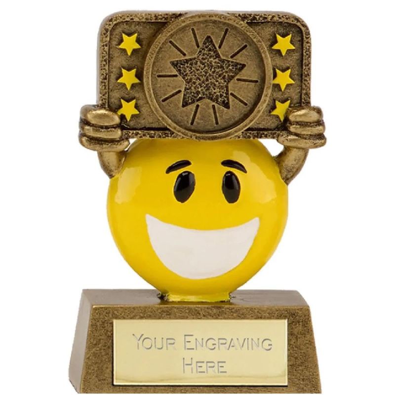 Sticker Stocker Mini Star Smiling Happy Face Award Trophy 9cm Resin ...